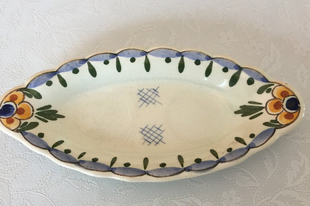 Oval Ceramic Flowered Dish Hallmarked Delf Blue and White - Etsy