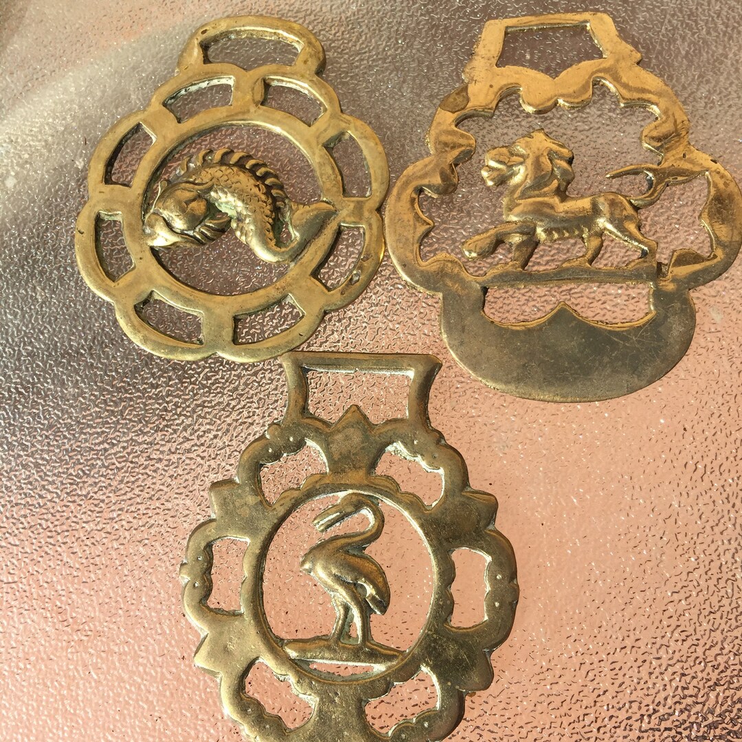 3 Horse Brass Designs: Fish, Lion and Bird Vintage Collectibles Home ...