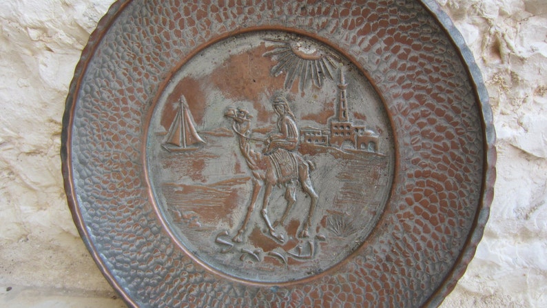 Old Israeli Copper Plate Vintage Souvenir Collectibles Wall Decor Old ...