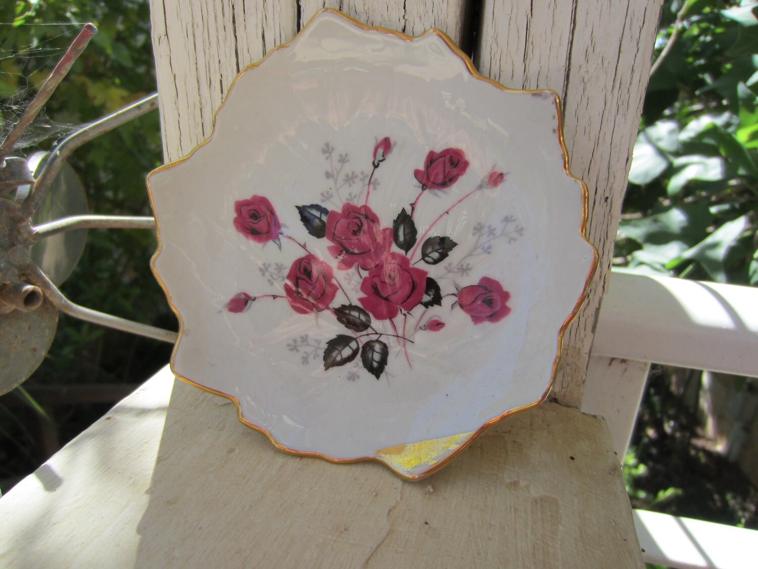 Two Ceramic Red Rose Dishes - Etsy