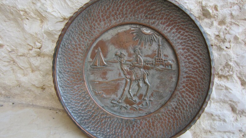 Old Israeli Copper Plate Vintage Souvenir Collectibles Wall Decor Old ...