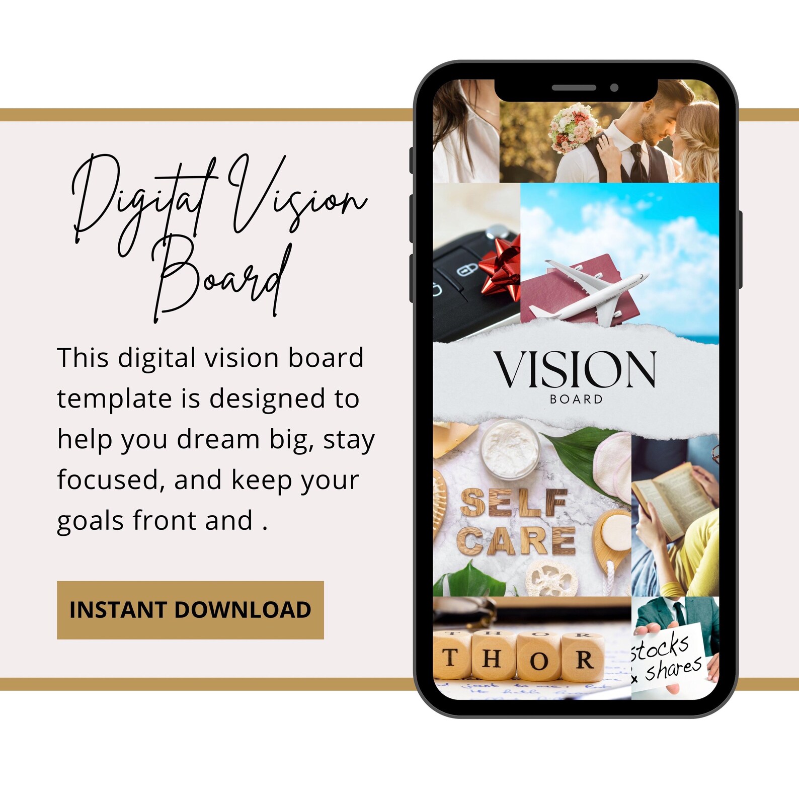 Editable Vision Board Template – Digital Download – Manifestation, Goal ...