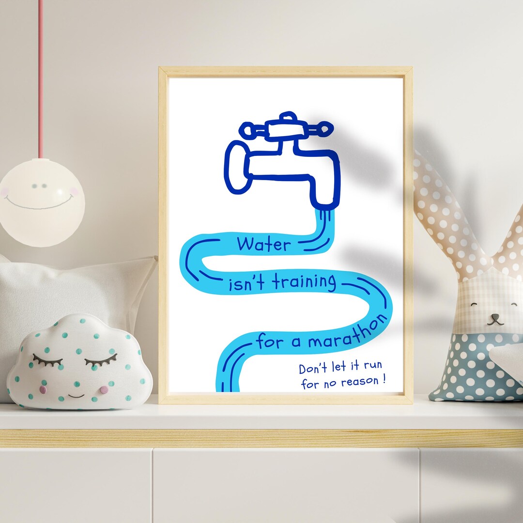Water Saving Poster Wall Art Print, Illustration, Kitchen Poster ...