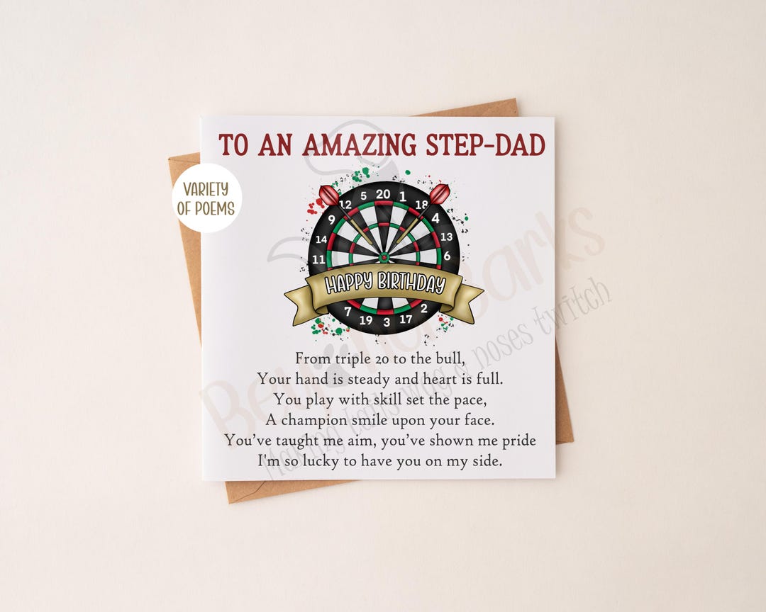 Happy Birthday Darts Card, Dad, Son Card, Darts Player Poems ...