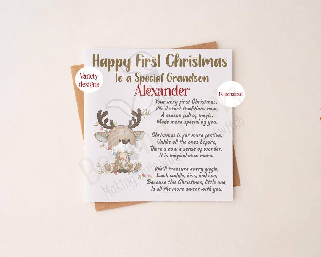 Personalised Christmas Card, for Grandparents Card, Snowman Family Card ...