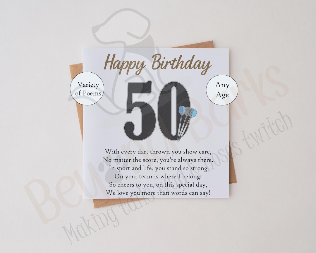 Happy Birthday Darts Card, Dad, Son Card, Darts Player Poems ...