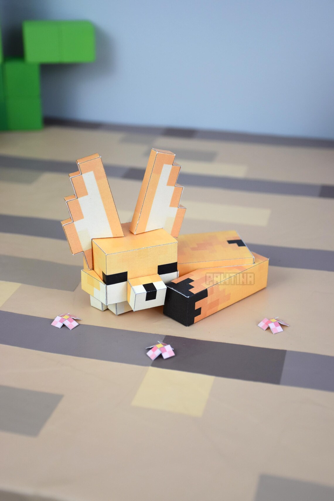 DIY 3D Sleeping Fennec Fox, Papercraft Template, Printable PDF, Voxel ...
