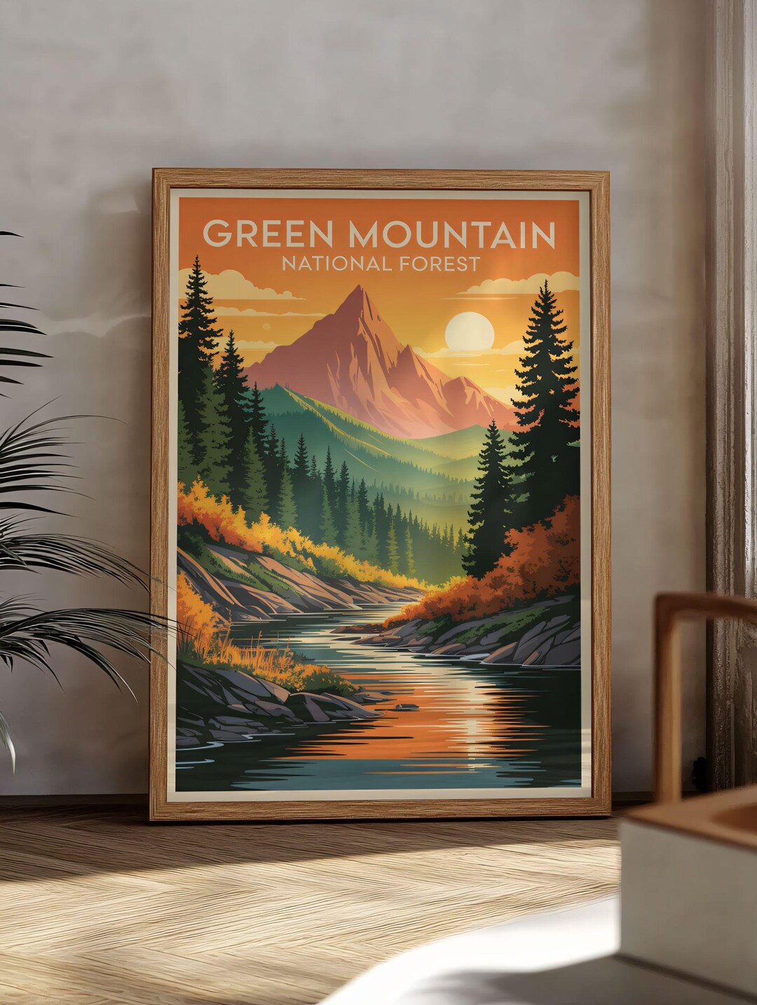 Printable Green Mountain National Forest Travel Poster, Vintage Vermont ...