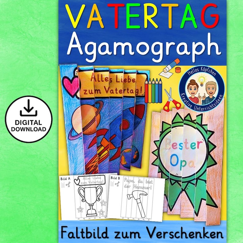 Father's Day Craft Template Agamograph – Art Project Accordion Picture ...