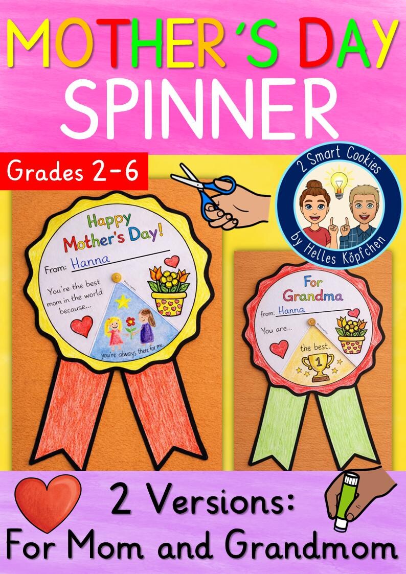 Mother’s Day Medal Spinner Craft Printable, Gift Wheel for Mom Grandma ...