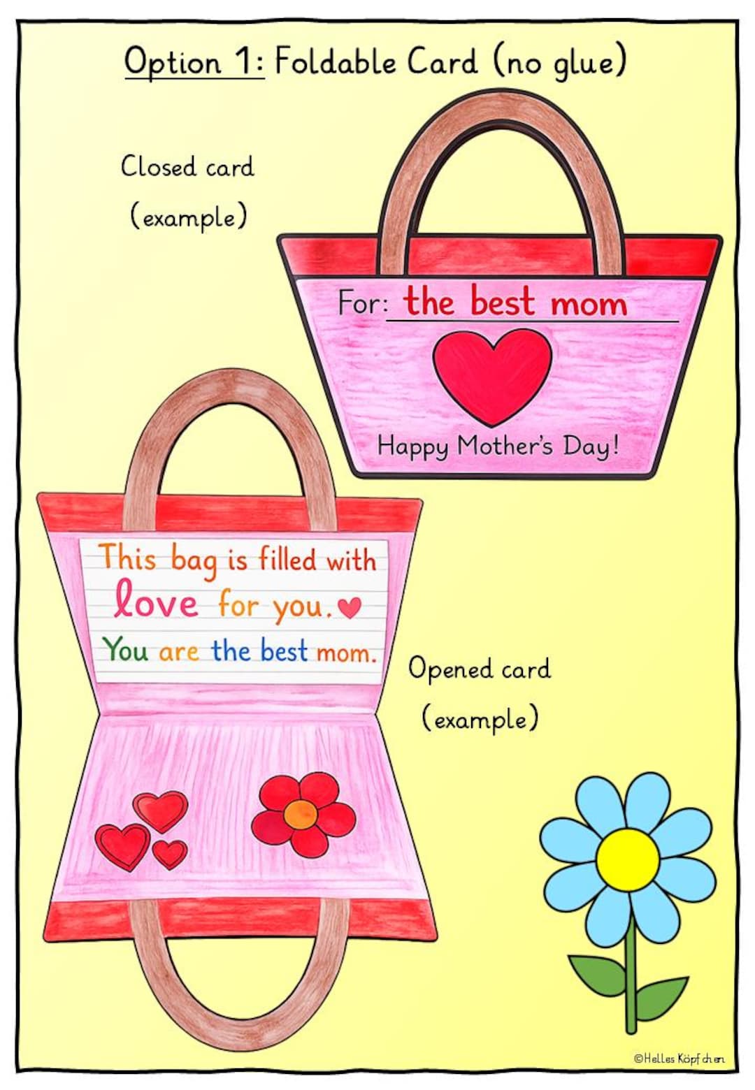 Mother’s Day Purse Card Craft Printable, Handbag Flip Card for Mom ...
