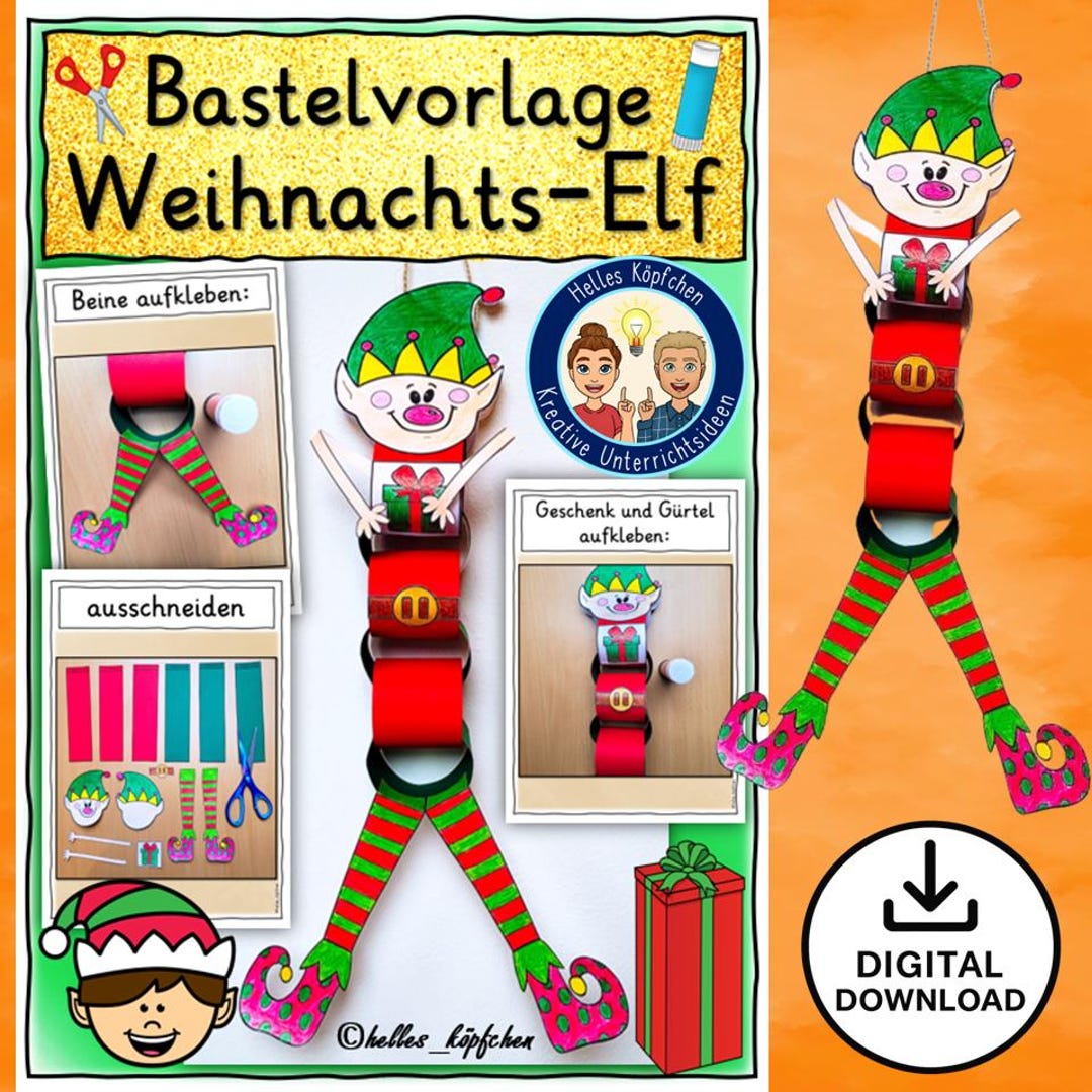 Christmas Elf Craft Template, Christmas Gift PDF, Christmas, Elementary ...