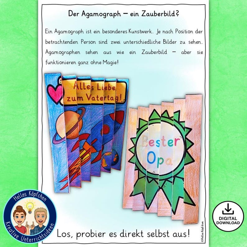 Father's Day Craft Template Agamograph – Art Project Accordion Picture ...