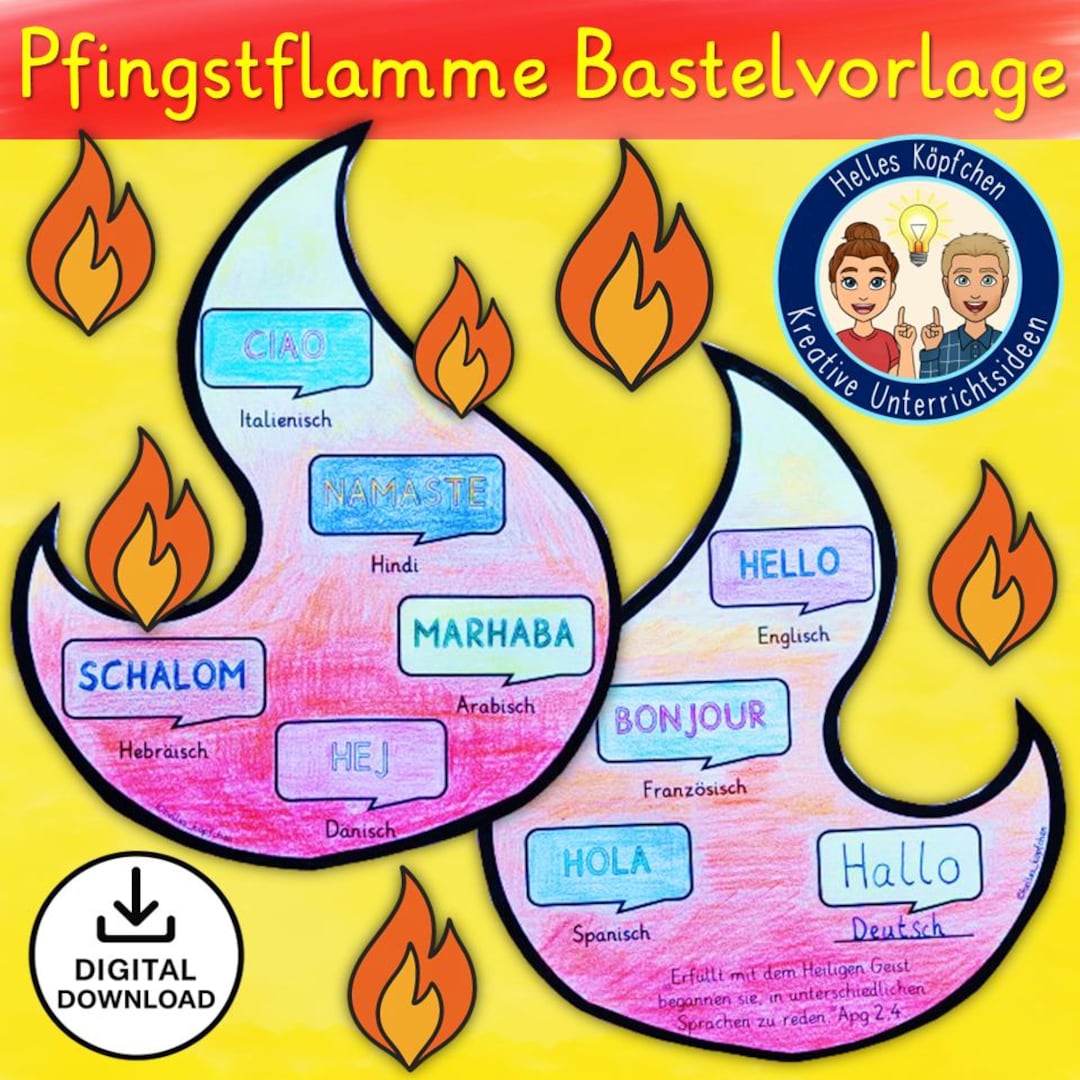Pentecost Craft Template Pentecost Flame – Church Year Religion Primary ...