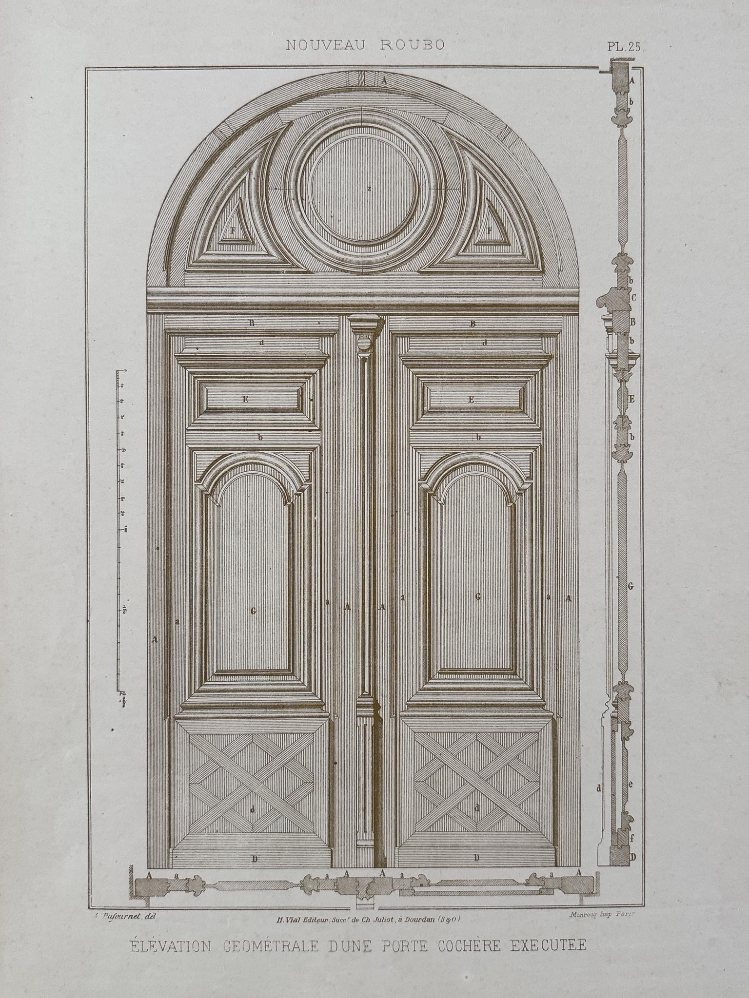 Large Original Lithograph – Print Date 1900 - French Double Doors ...