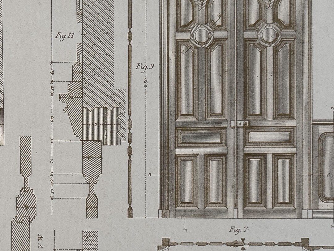 Original Lithograph - Print Date 1900 - French Double Doors ...