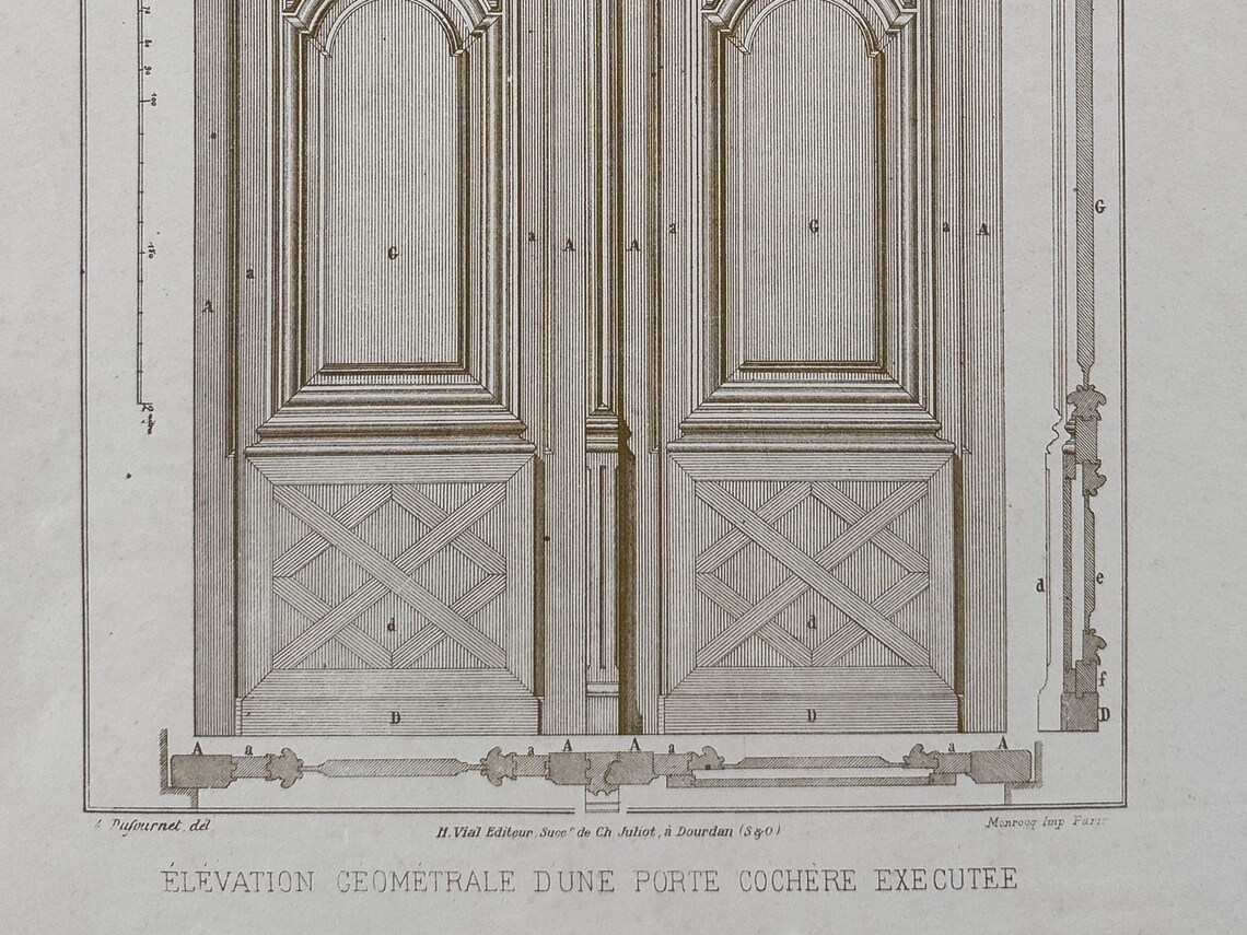 Large Original Lithograph – Print Date 1900 - French Double Doors ...