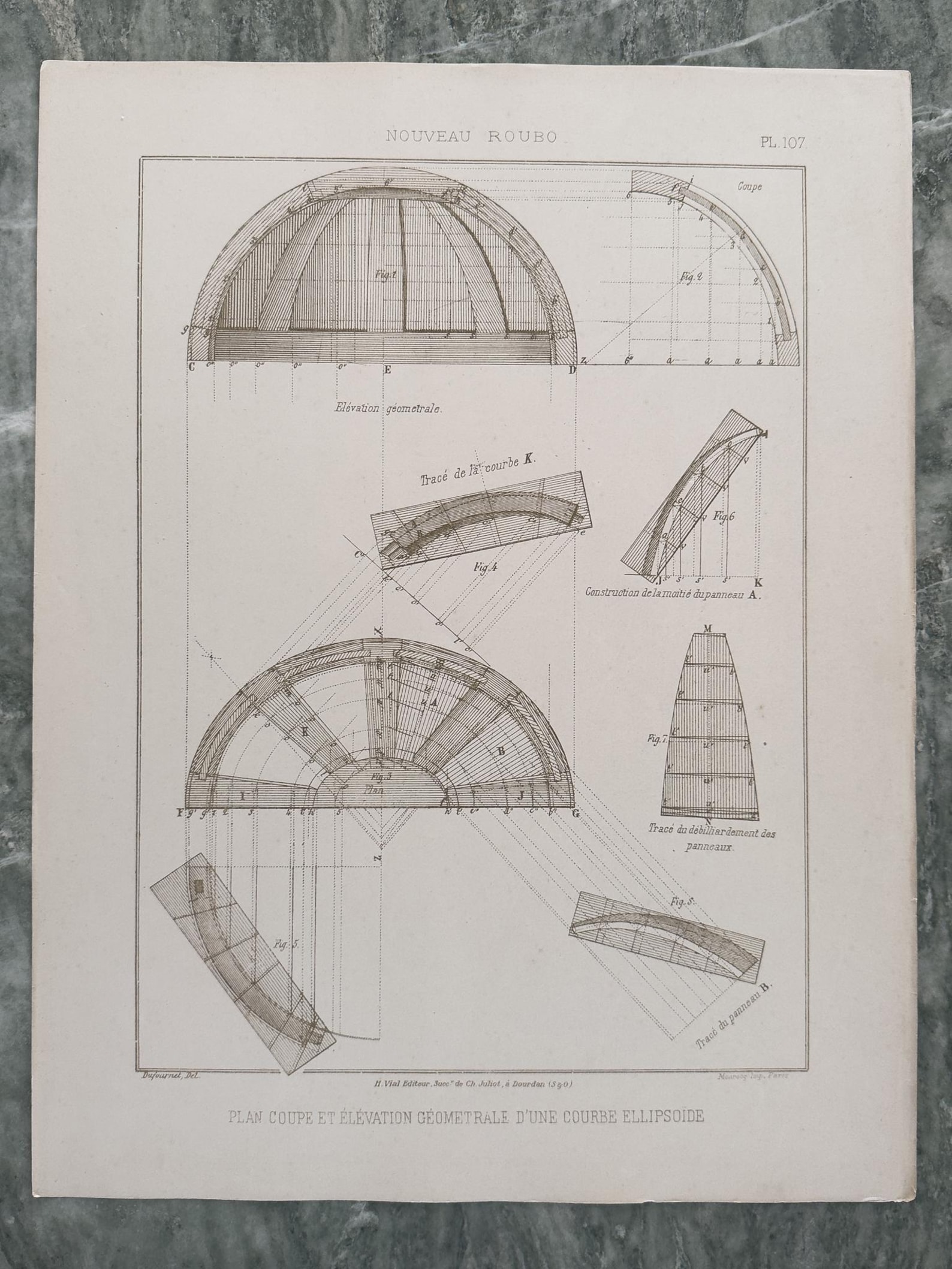 1900 - Original Lithograph of Timber Dome Construction – Original ...