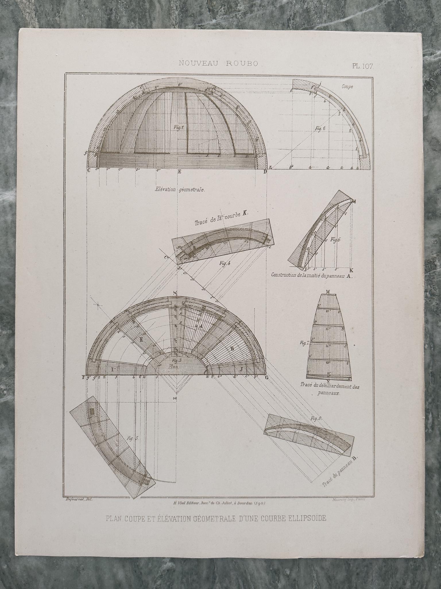 1900 - Original Lithograph of Timber Dome Construction – Original ...
