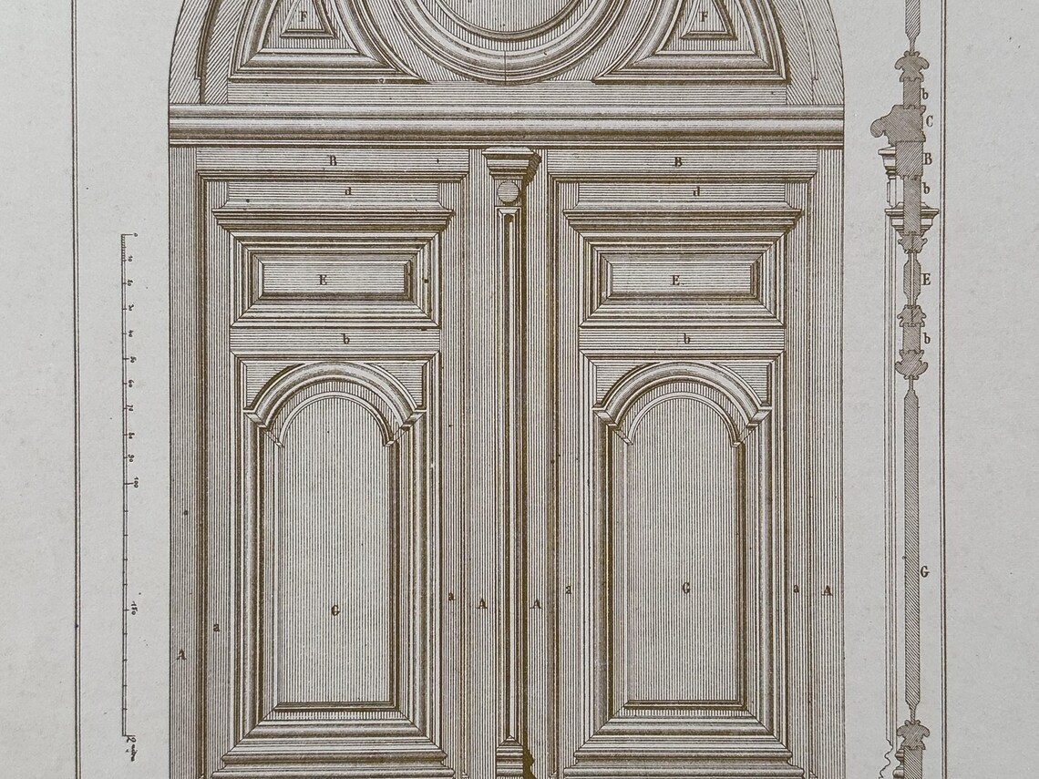 Large Original Lithograph – Print Date 1900 - French Double Doors ...