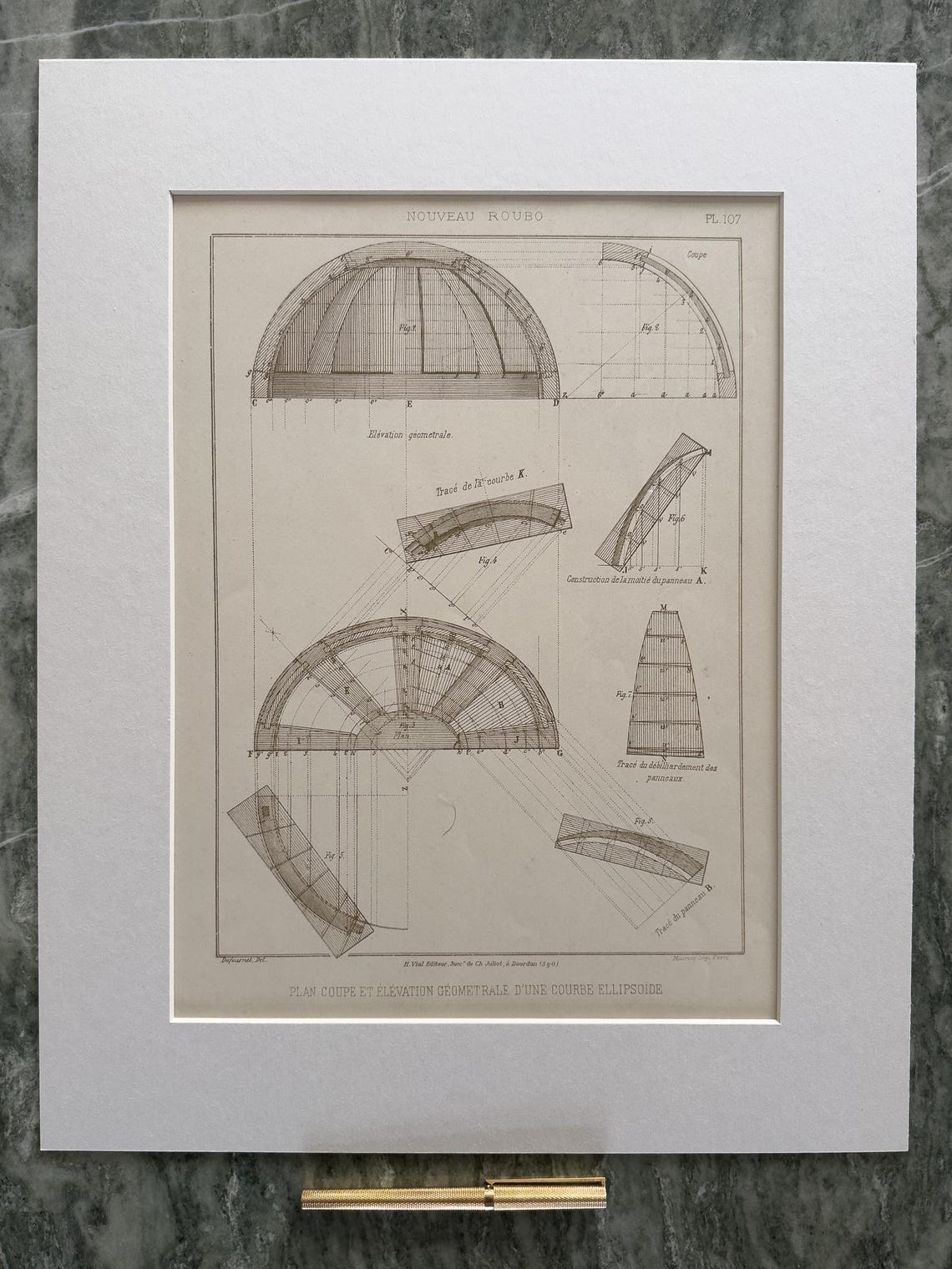 1900 - Original Lithograph of Timber Dome Construction – Original ...