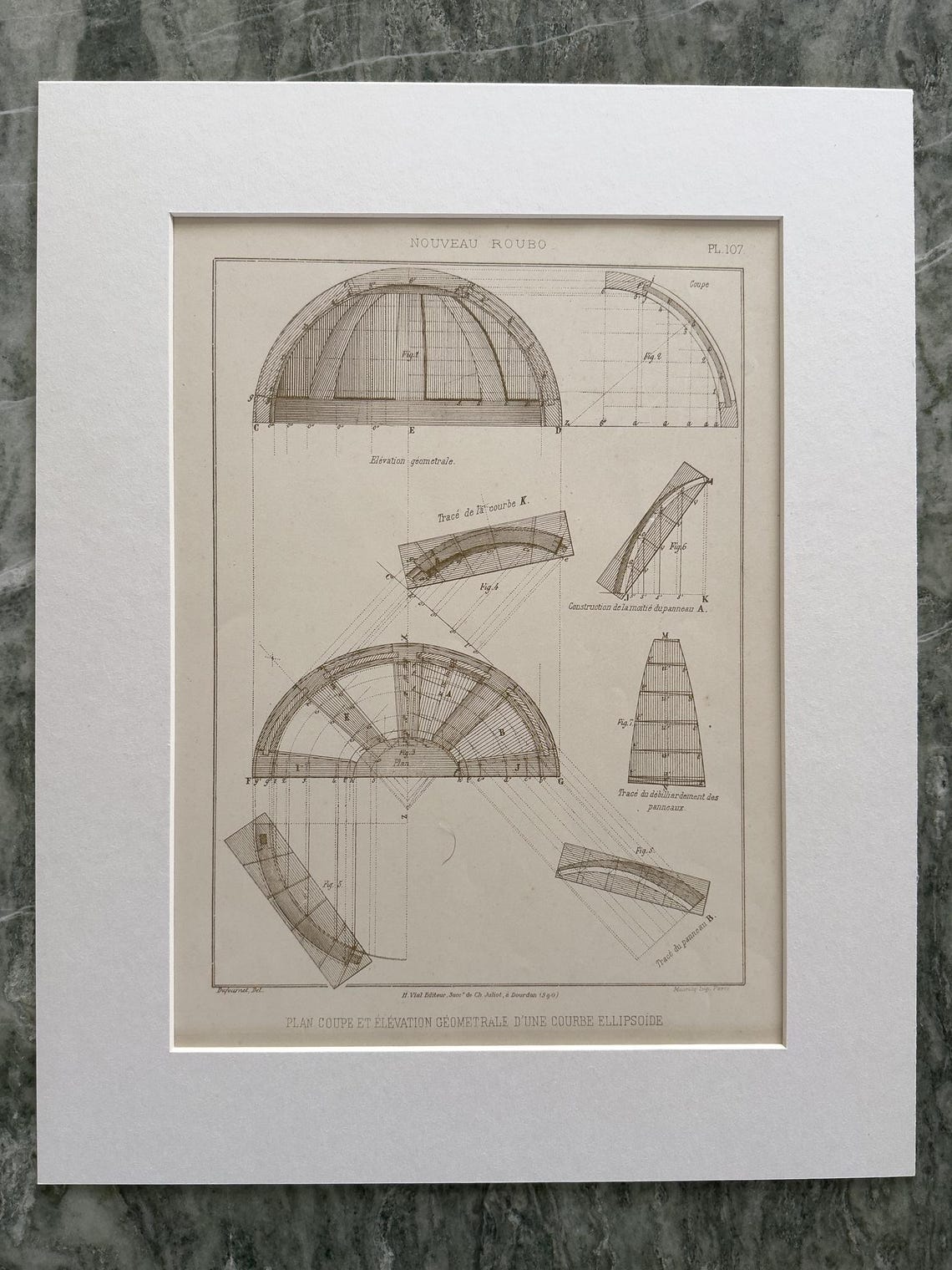 1900 - Original Lithograph of Timber Dome Construction – Original ...