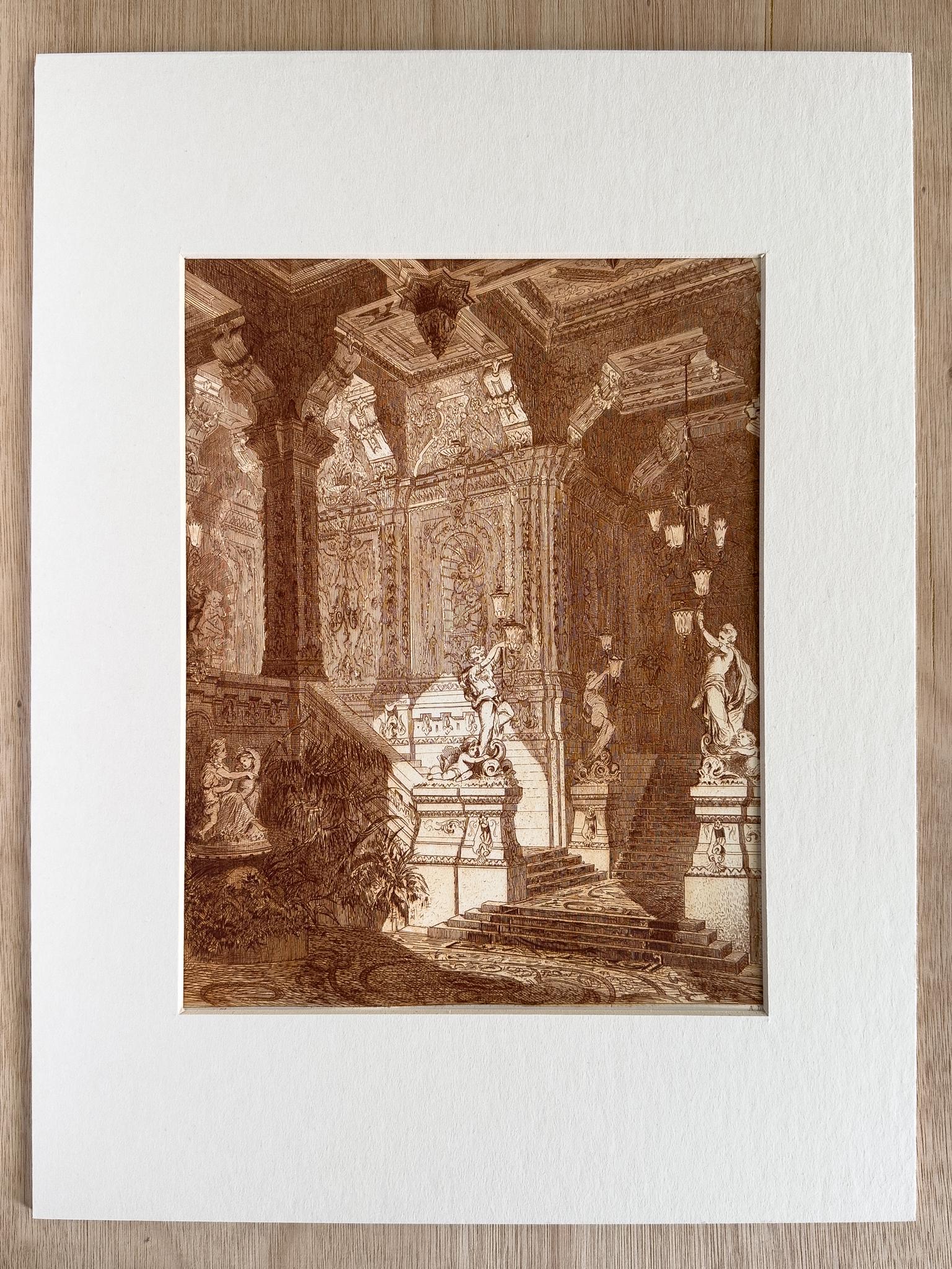 1877 - 19th Century Architectural Copper Engraving of an Ornate ...