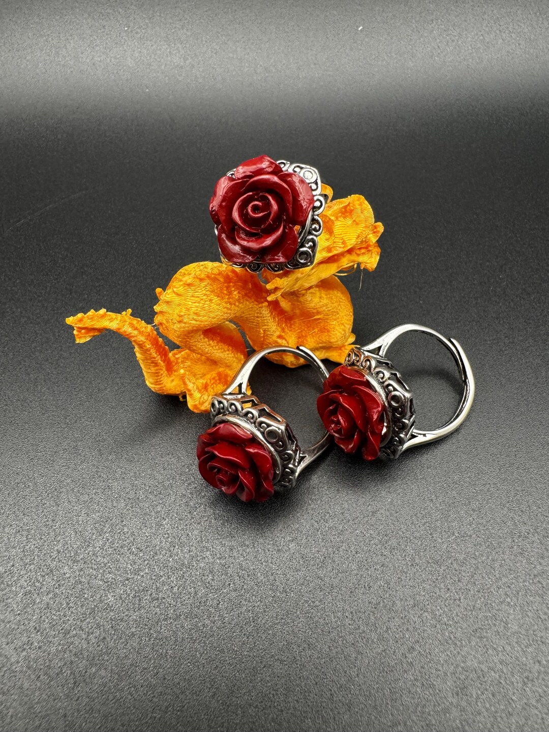 Cinnabar Rose Ring - Etsy