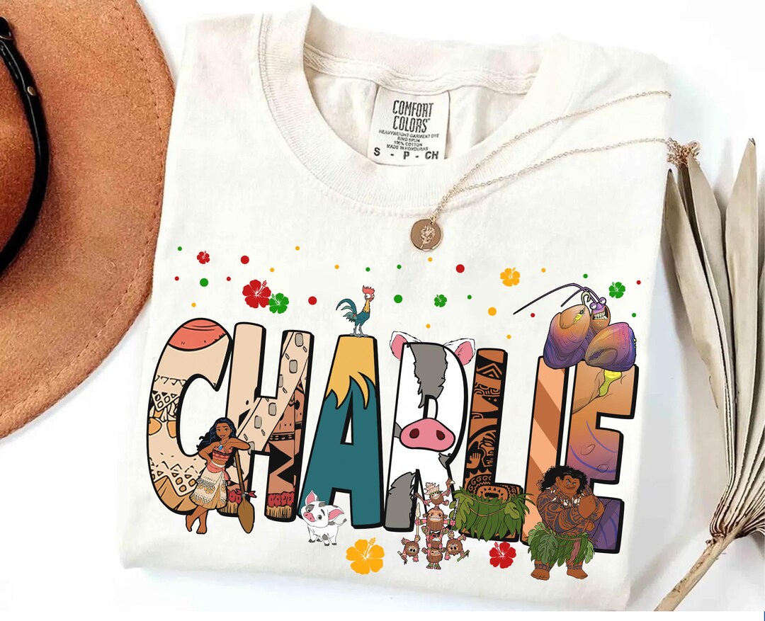 Custom Name Kids Toddler Moana T-shirt, Personalized Disney Hei Hei Pua ...