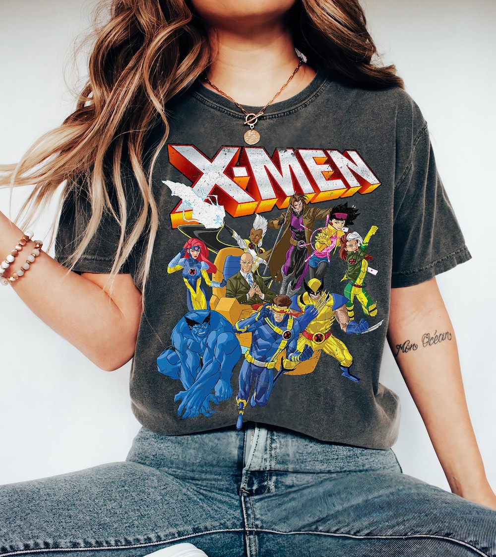 Marvel X-Men Vintage Group Shot Logo T-Shirt, Retro Marvel X-Men ...