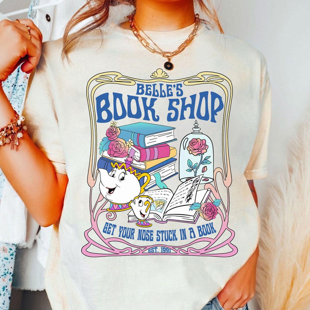 Disney Belle's Book Shop Shirt, Beauty and the Beast Reading Tee, Book ...