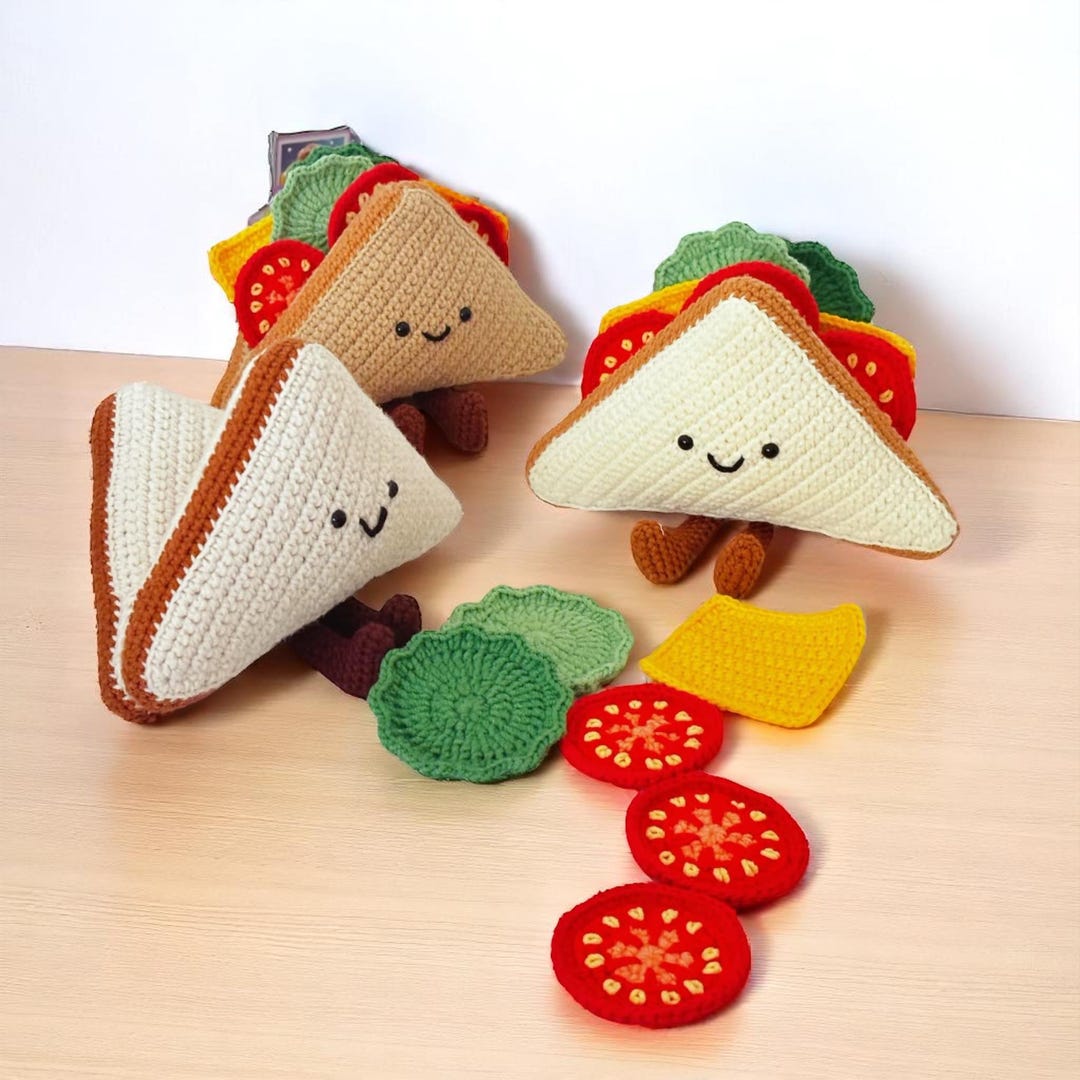 Sandwich Crochet Pattern PDF, Amigurumi Food Toy, Cute Breakfast ...