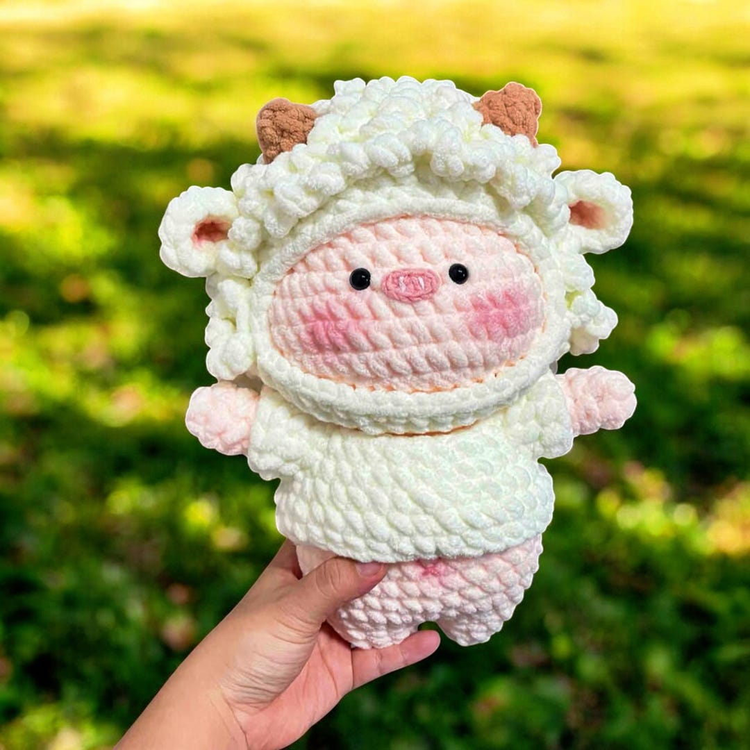 Lamb Pig Hat Crochet Pattern, Crochet Sheep Amigurumi Pattern, Little ...