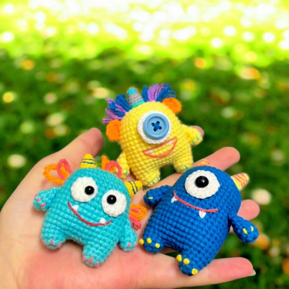 Mini Monster Keychain Crochet Pattern, Cute Amigurumi Plush Toy PDF ...