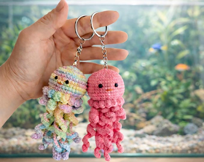 Octopus Keychain Crochet Pattern, Amigurumi Jellyfish Tutorial, Sea ...