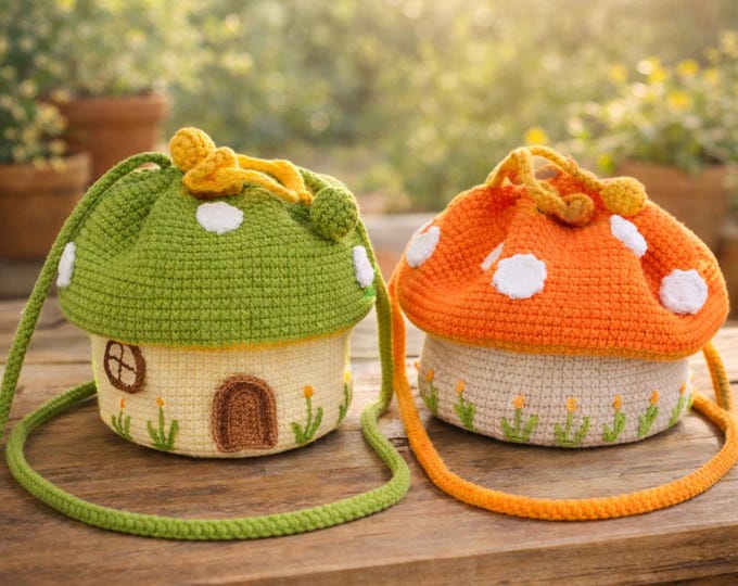 Crochet Pattern Mushroom Bag, Mushroom Pouch Crochet Pattern Amigurumi ...