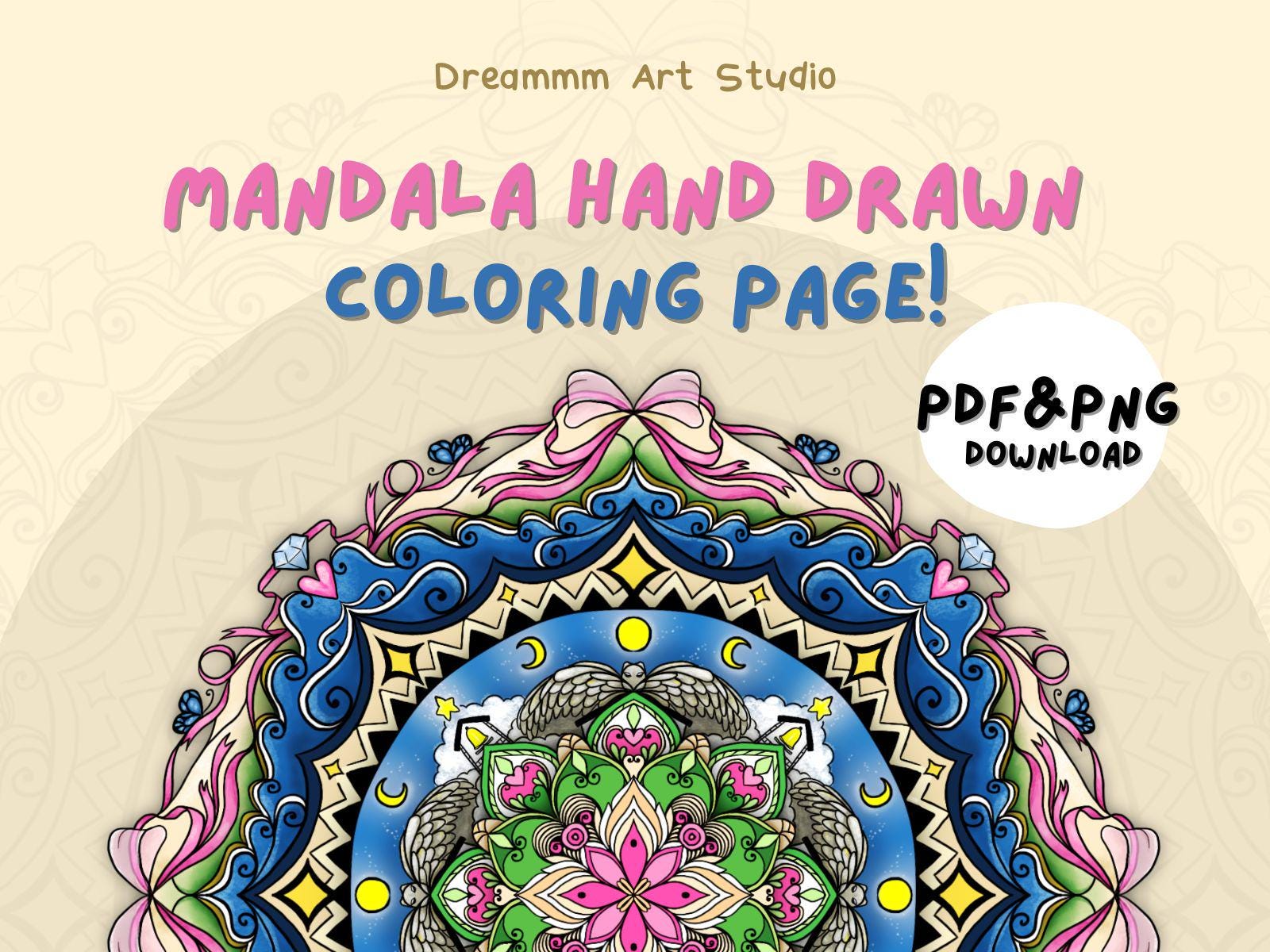 Printable Mandala Hand Drawn Coloring Page | Mindful Art for Relaxation ...