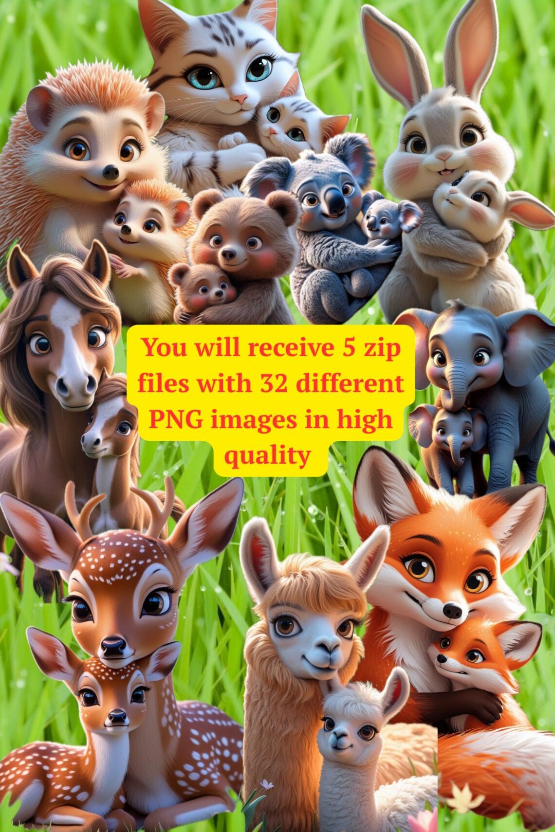 Mother’s Day Mom and Baby Animal Hug – Cute Printable Art | Bunny, Fox ...