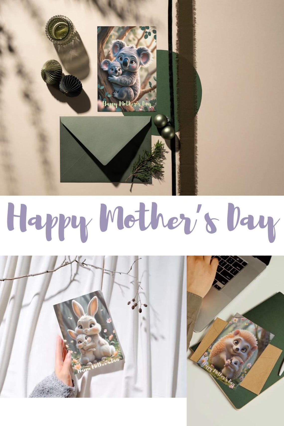 Mother’s Day Mom and Baby Animal Hug – Cute Printable Art | Bunny, Fox ...