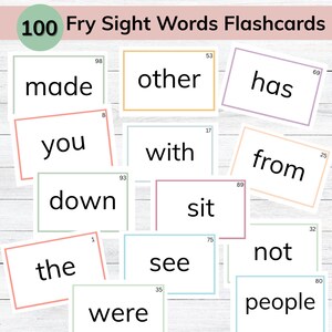 Printable Fry First 100 Sight Words Flashcards - Early Reading ...