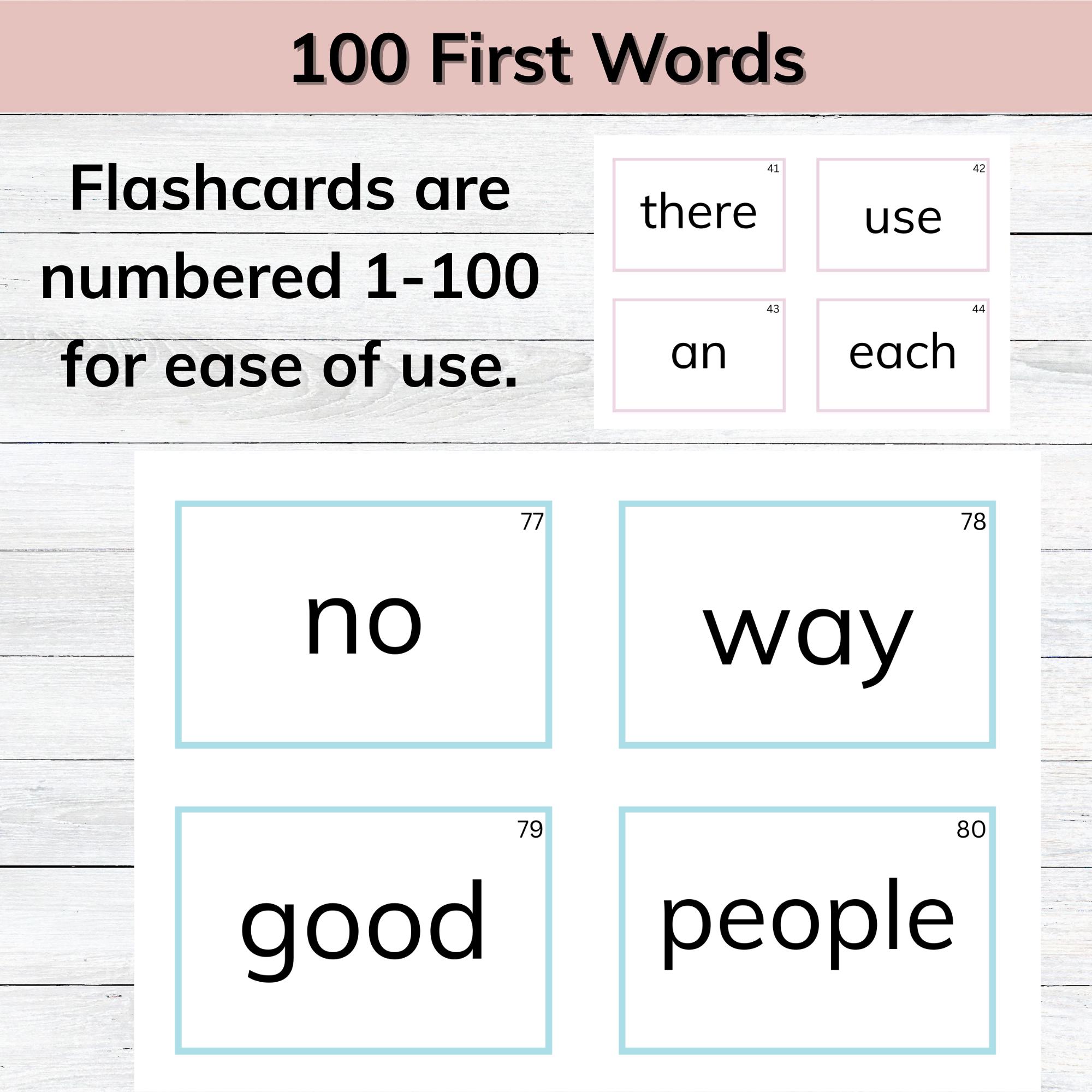 Printable Fry First 100 Sight Words Flashcards - Early Reading ...