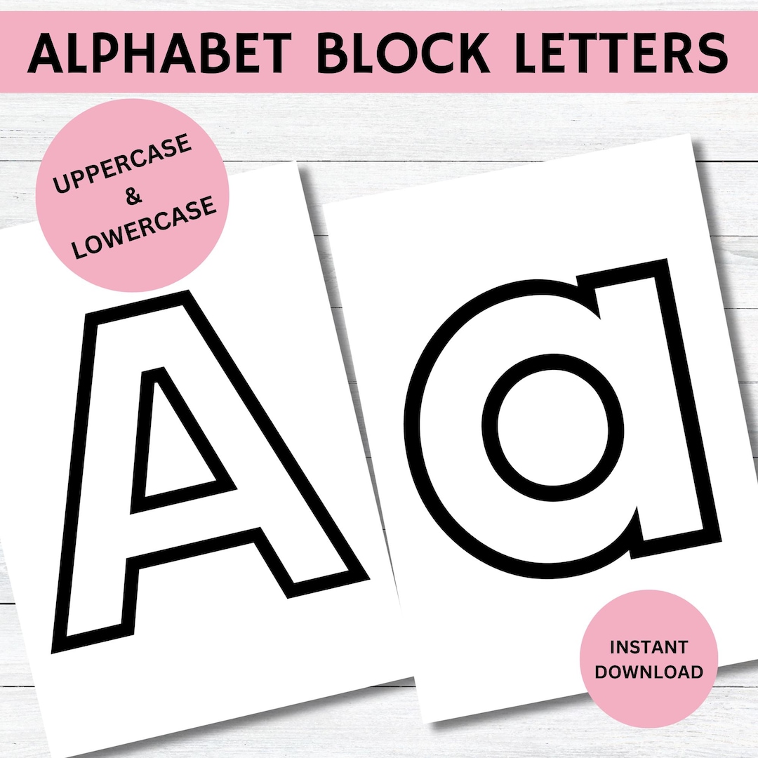 Printable Uppercase and Lowercase Block Letters, Alphabet Letters for ...