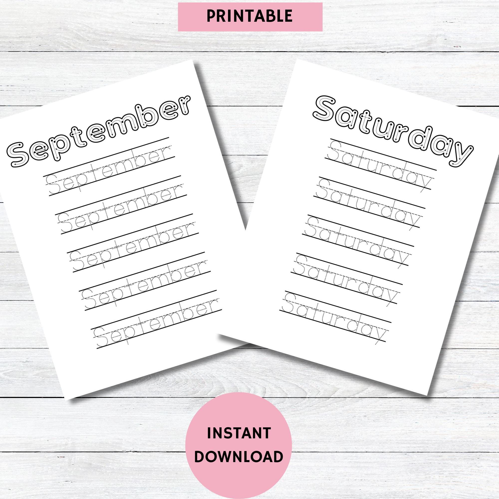 Printable Days of the Week and Months of the Year Tracing Worksheets ...