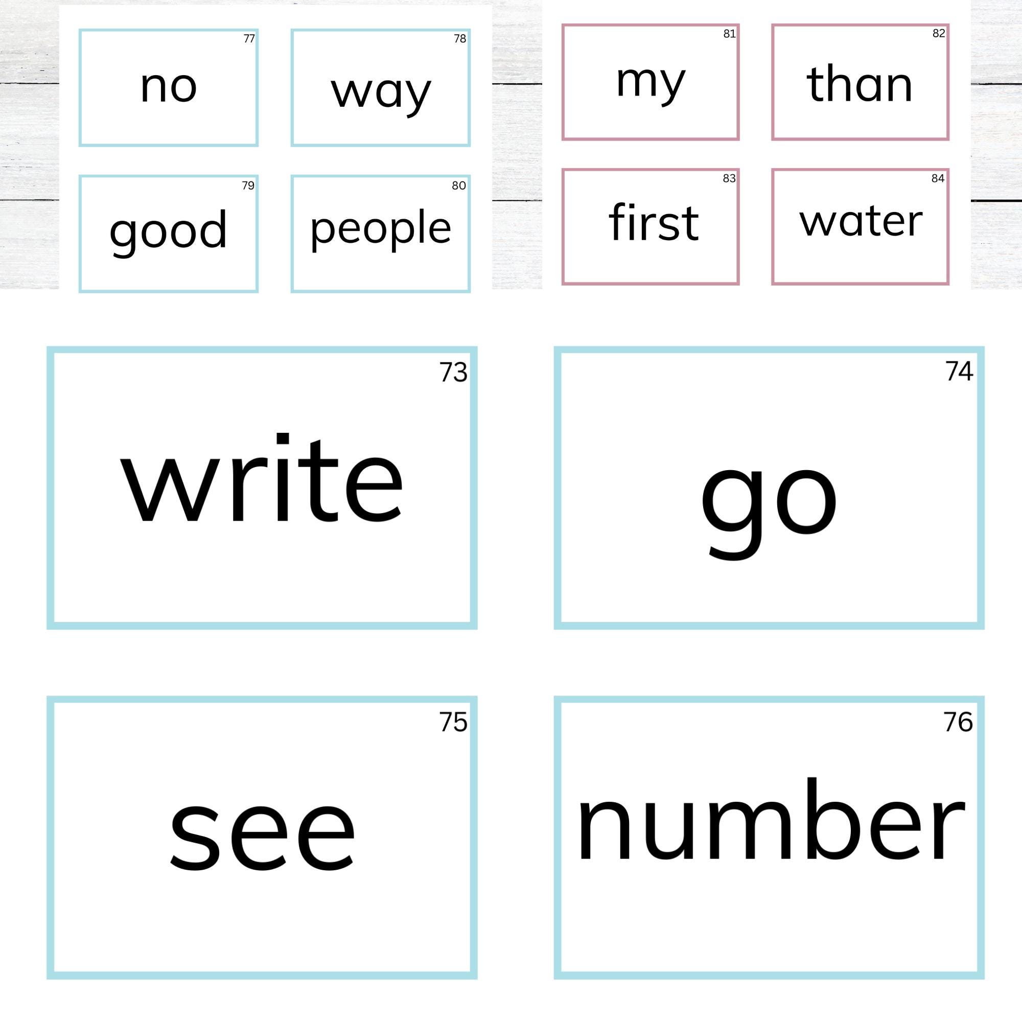 Printable Fry First 100 Sight Words Flashcards - Early Reading ...