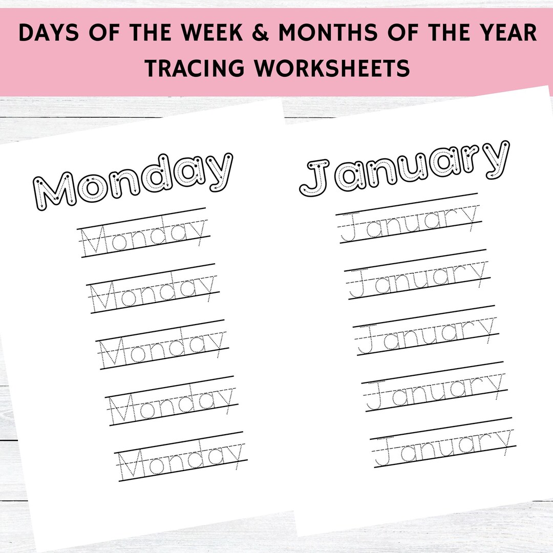 Printable Days of the Week and Months of the Year Tracing Worksheets ...