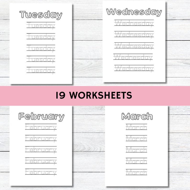Printable Days of the Week and Months of the Year Tracing Worksheets ...