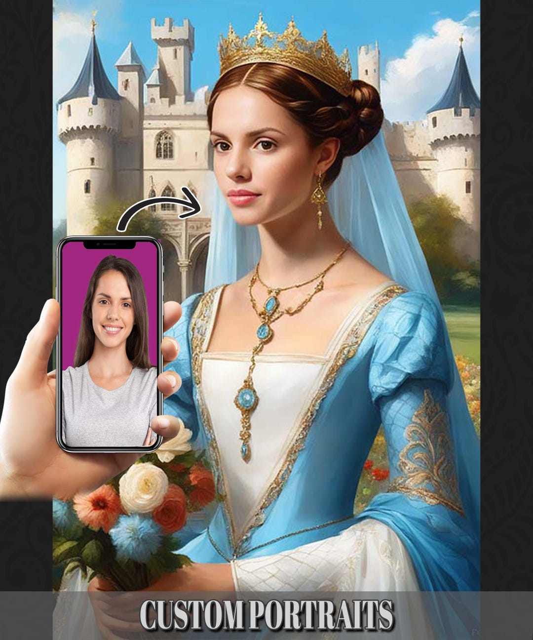 Custom Royal Queen Portrait From Photo, Renaissance Portrait, Turn Me ...