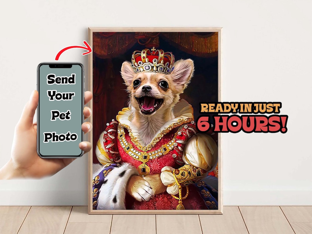 Regal Princess Pet Portrait, Dog Cat Portrait, Transform Pet Photo as ...