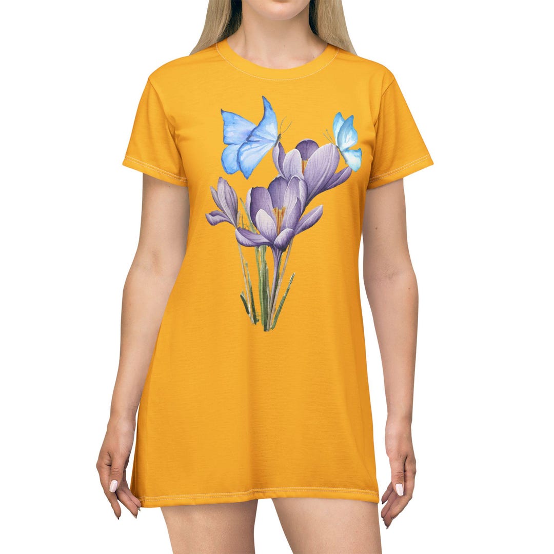 Spring Floral T-shirt Dress, Bright Comfortable Cute Gift for Her ...