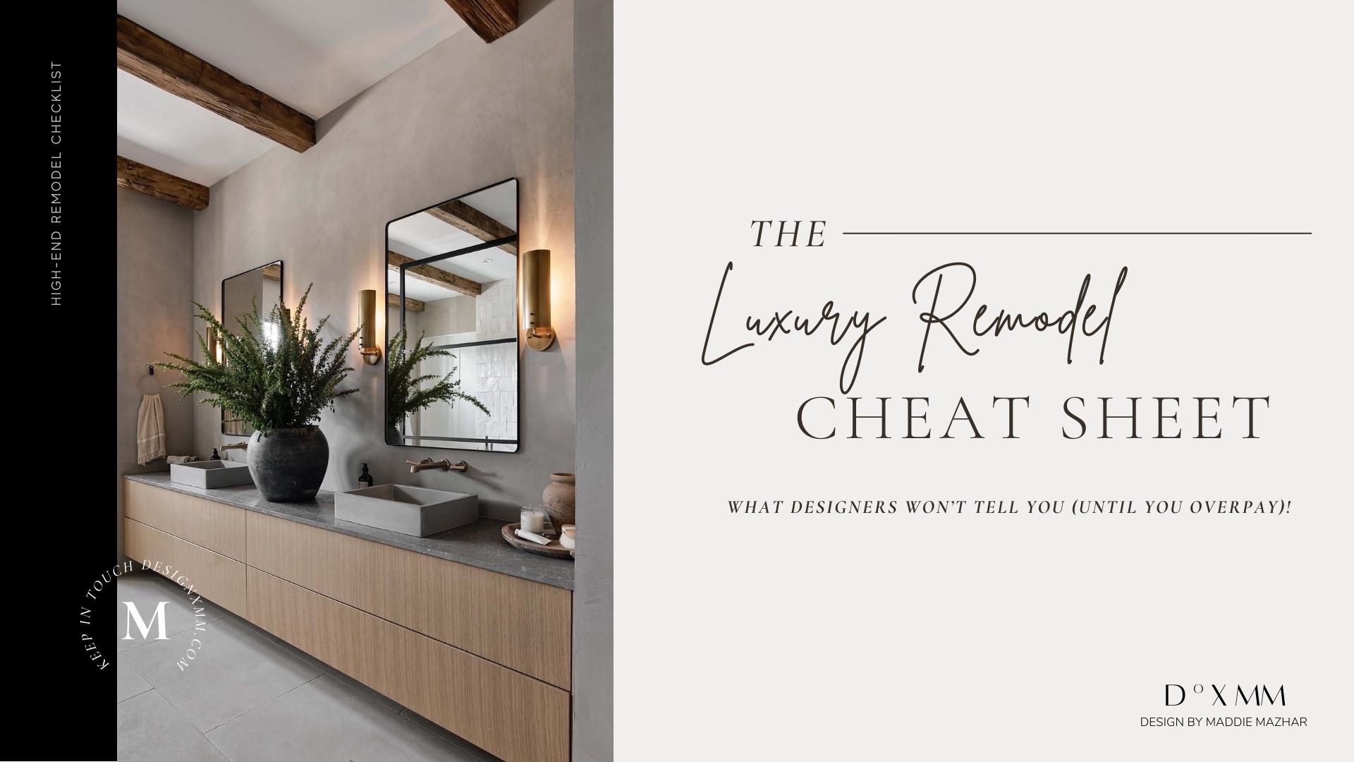 Modern Interior Design Remodel Renovation Checklist Cheat Sheet, Luxury ...